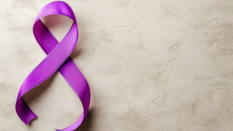 Purple Ribbon Awareness Symbol on Beige Background Stock Illustration ...