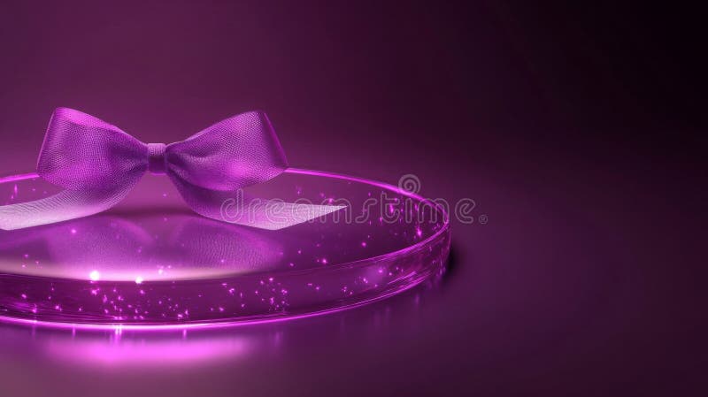 Purple Ribbon Bow on Glass Circular Display Stand Stock Illustration ...