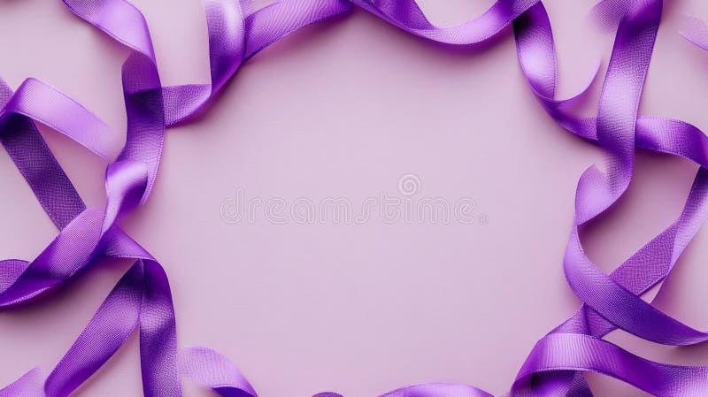 Purple Ribbons Frame on Lavender Background Stock Illustration ...