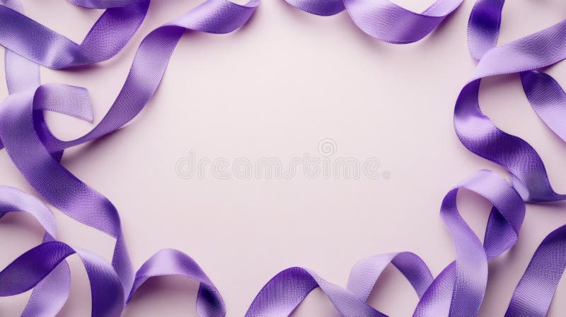 Purple Ribbons Frame on Light Purple Background Stock Illustration ...