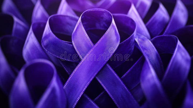 Purple Ribbons Tied in Awareness Symbol Stock Illustration ...
