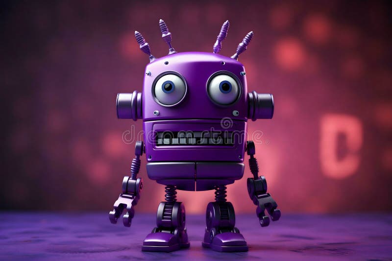 Purple Robot on Purple Background Stock Illustration - Illustration of ...