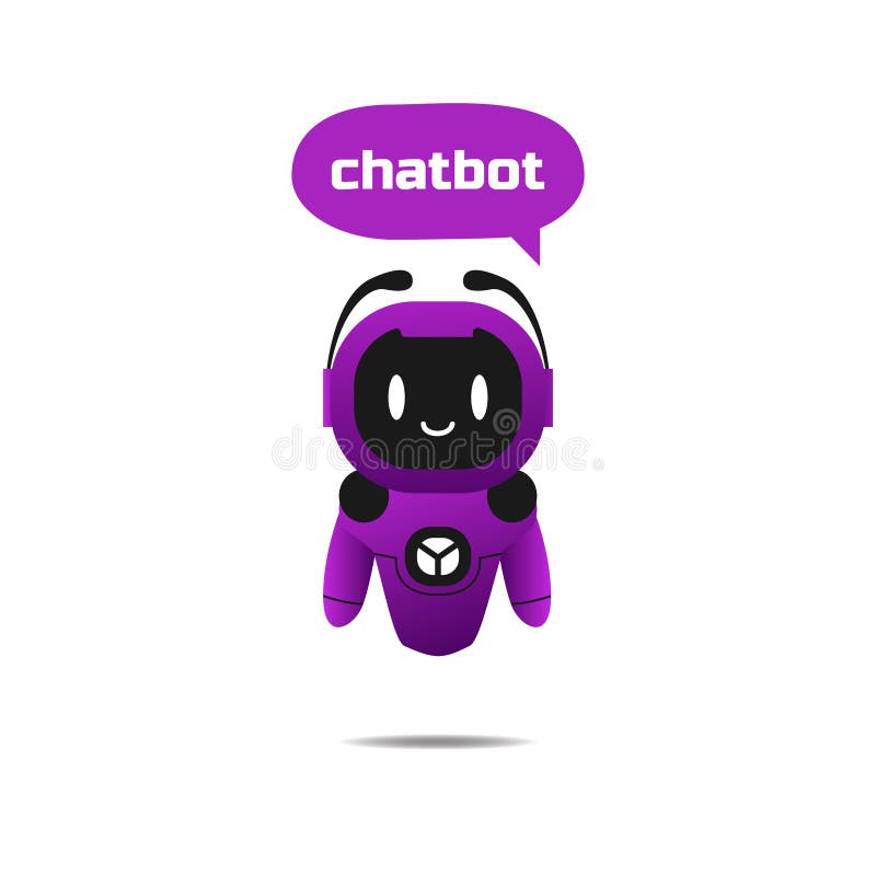 Purple Robot Chatbot Icon Design Illustration Stock Vector ...