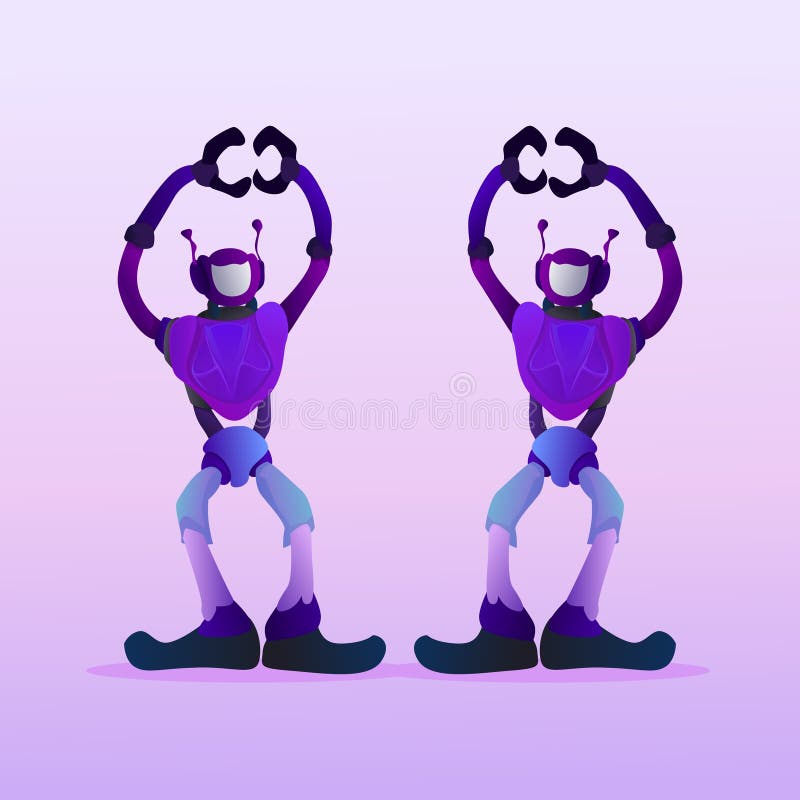 Purple Robot Mascot Character Dancing Stock Vector - Illustration of ...