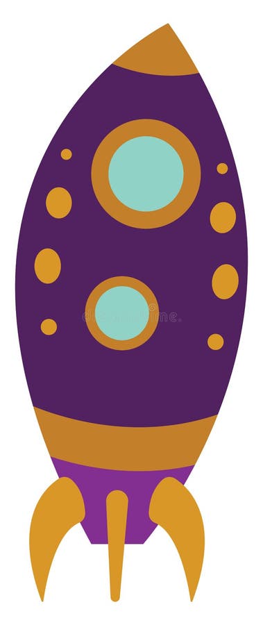 Purple Rocket Ship Toy Icon Isolated on Purple Background. Space Travel ...
