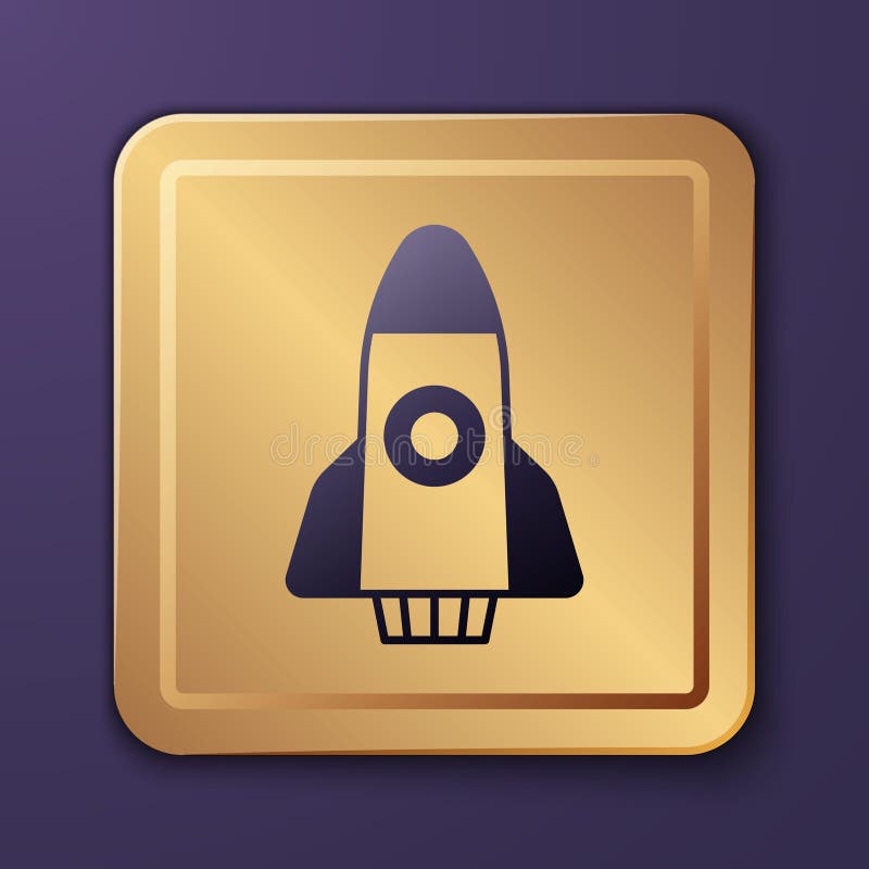 Purple Rocket Ship Icon Isolated on Purple Background. Space Travel ...