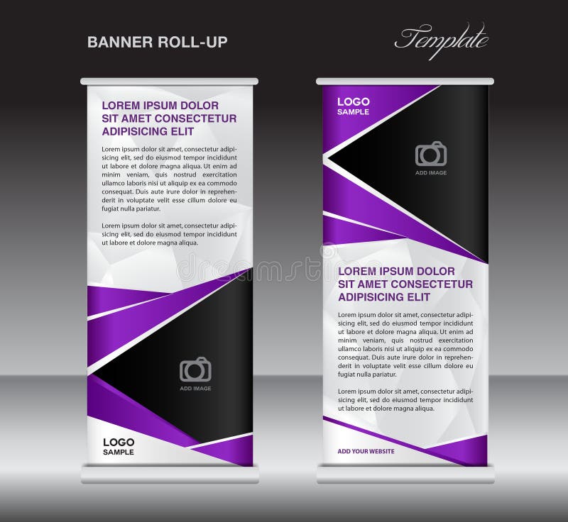 Purple Roll Up Banner Template Vector Illustration, Banner Design ...