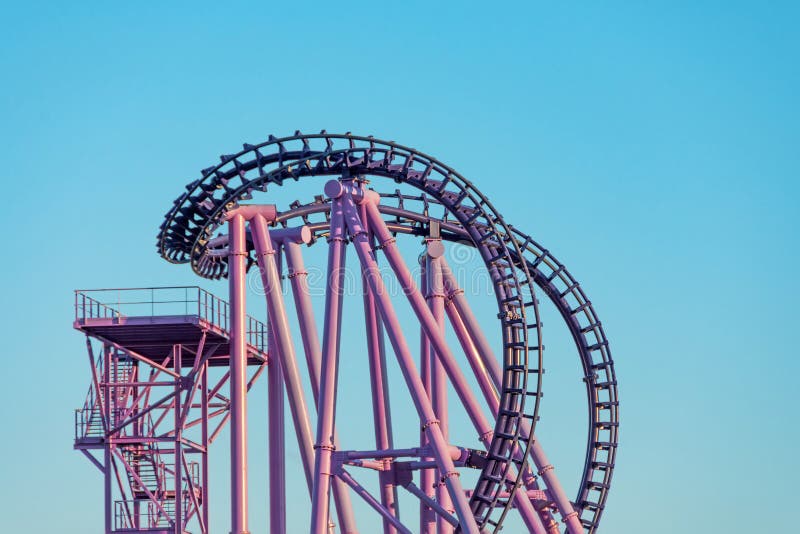 Purple Roller Coaster with Loop Frame Design Stock Photo - Image of ...