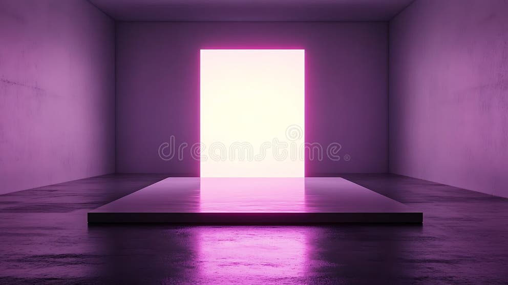 Purple Room Neon Light Platform Minimalist Design Stock Illustration ...