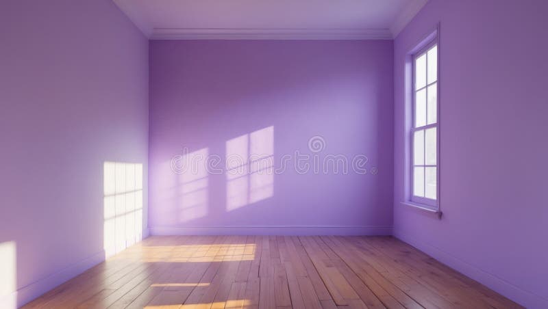 A Purple Room with a Wooden Floor and a Purple Wall. Stock Image ...