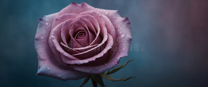 A Purple Rose with Dew Drops Stock Illustration - Illustration of ...