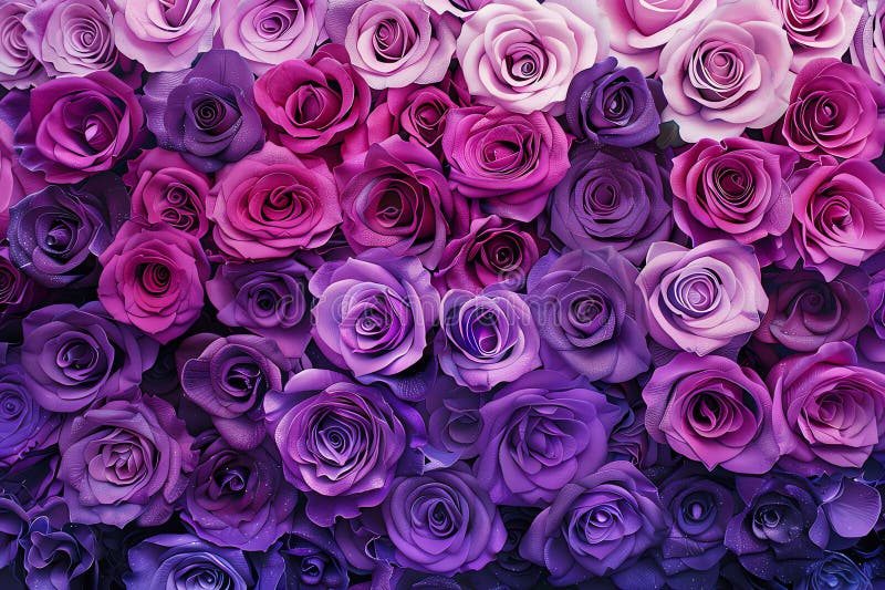 Purple roses, AI generated stock illustration. Illustration of wall ...