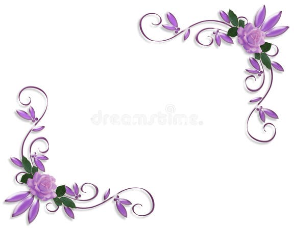 Purple Roses Corner Border Designs Stock Illustration - Illustration of ...