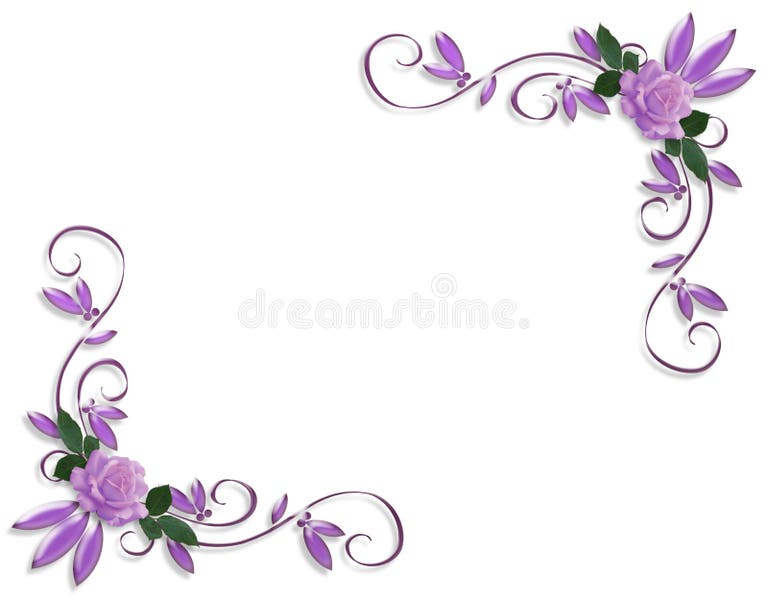 Purple Roses Corner Border Designs Stock Illustration - Illustration of ...