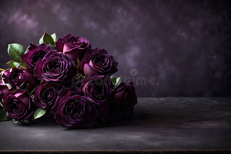 Purple Roses on a Dark Background. Space for Text. Stock Illustration ...