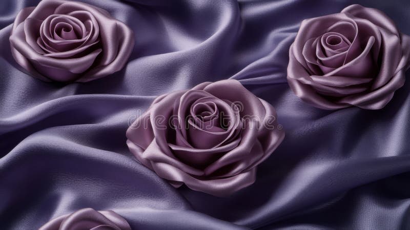 Purple Roses on Satin Fabric Stock Illustration - Illustration of ...