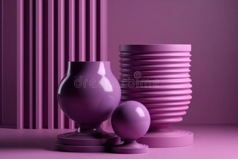 Purple Round Pedestals on Stand in Minimal Style Stock Illustration ...