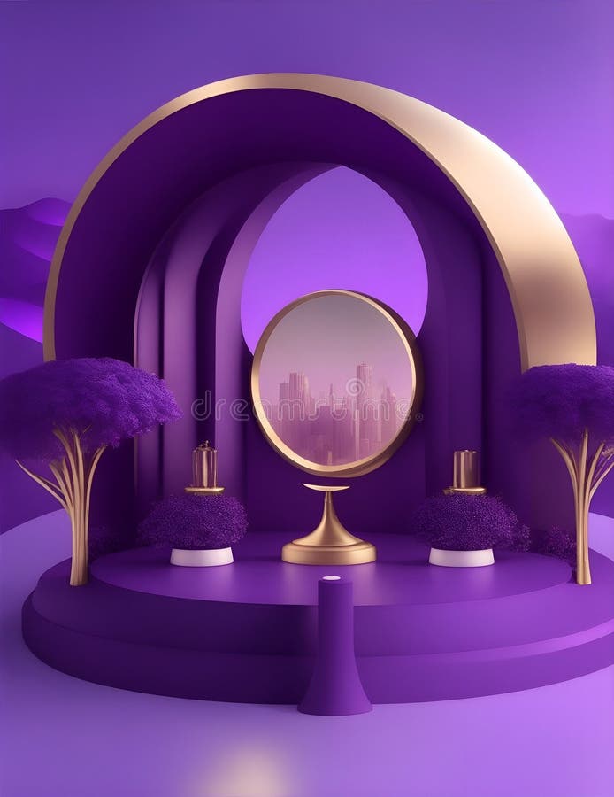 Purple Round Podium Model from an Awards Show Illustration Stock ...