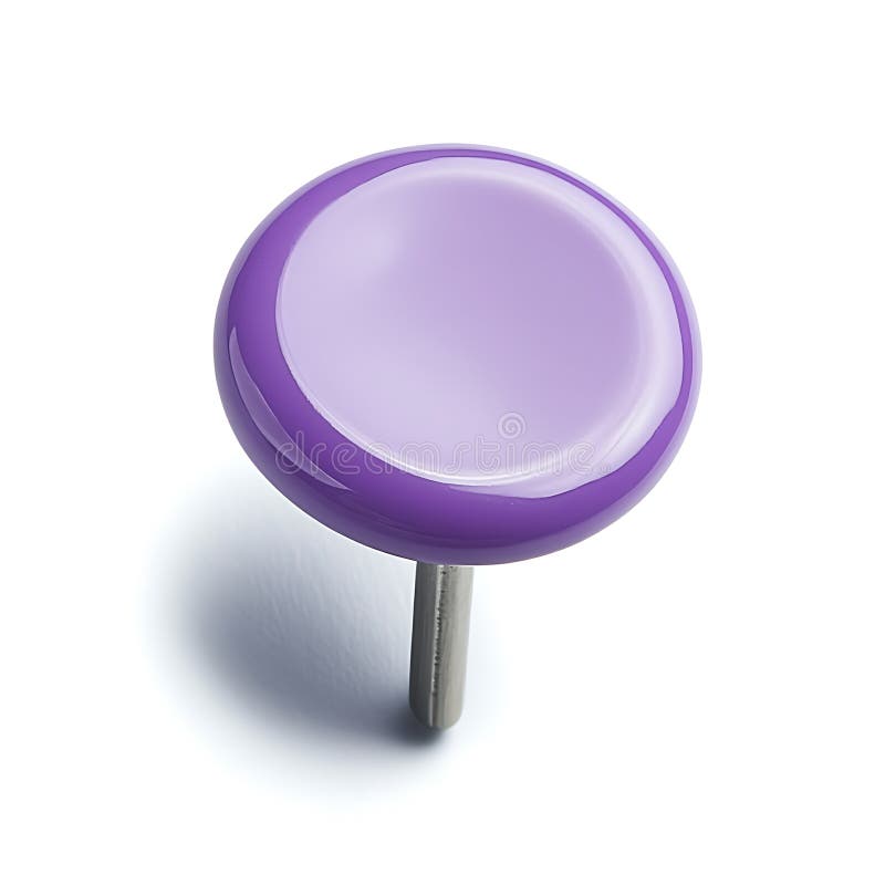 Purple Round Push Pin Isolated on White Stock Illustration ...
