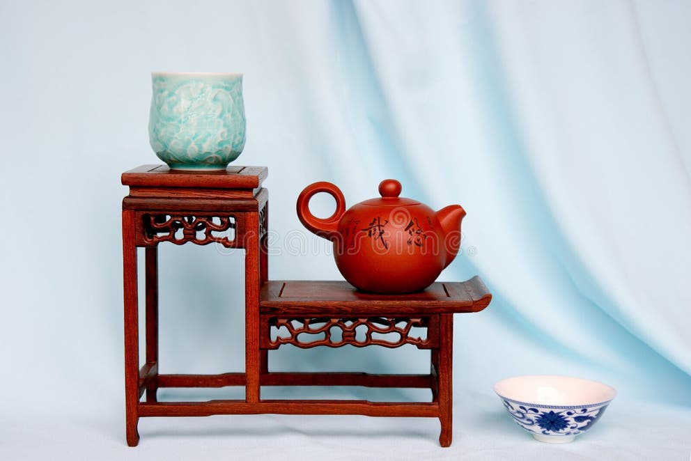 Purple sand pot and tea stock photo. Image of clay, customs - 11889678