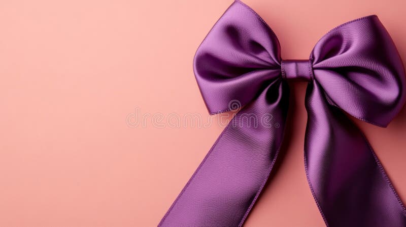 Purple Satin Bow on Pink Background Stock Illustration - Illustration ...