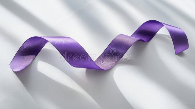 Purple Satin Ribbon Curving on White Background Stock Illustration ...