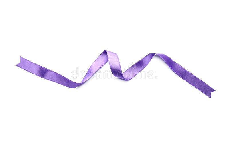 Purple Ribbon on White Background Stock Image - Image of celebration ...