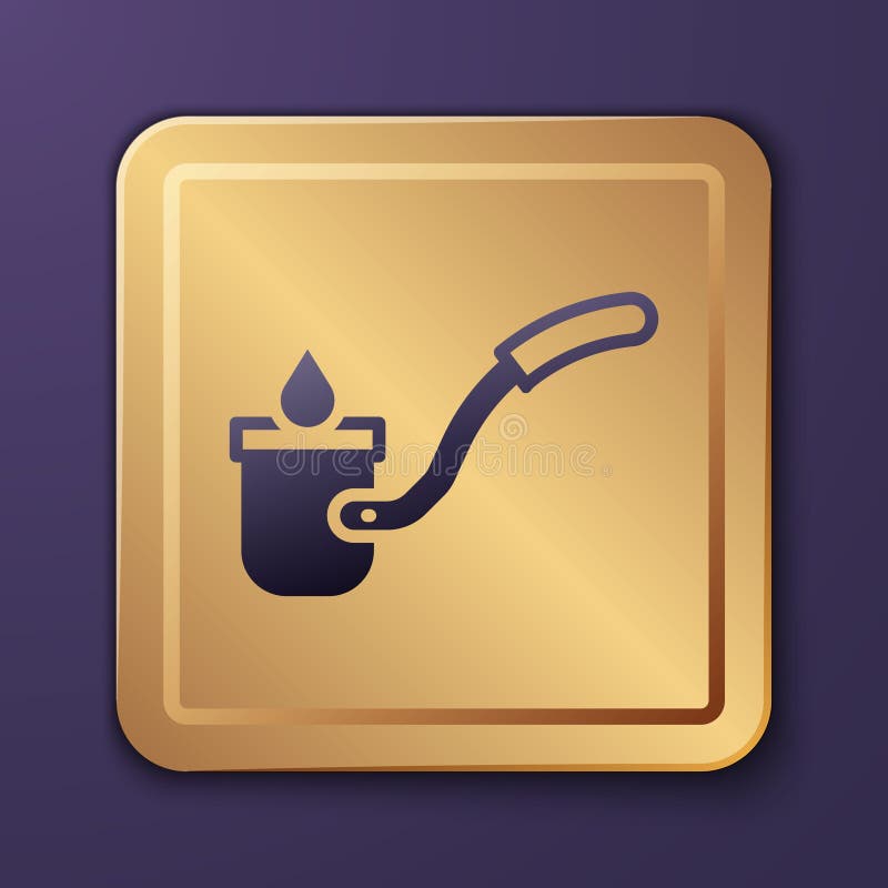 Purple Sauna Ladle Icon Isolated on Purple Background. Gold Square ...
