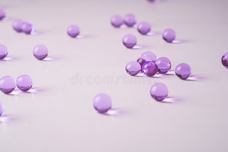 Purple Scattered Marbles On White Background Angle View Stock Image ...