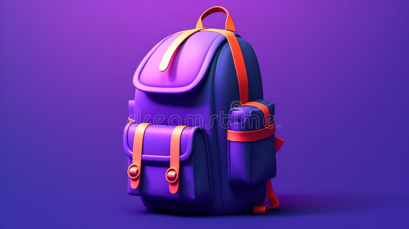 Purple School Backpack on a Purple Background, Generative AI. Stock ...