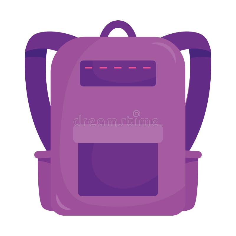 Purple School Backpack with Yellow Stars on a Large Pocket. Vector ...