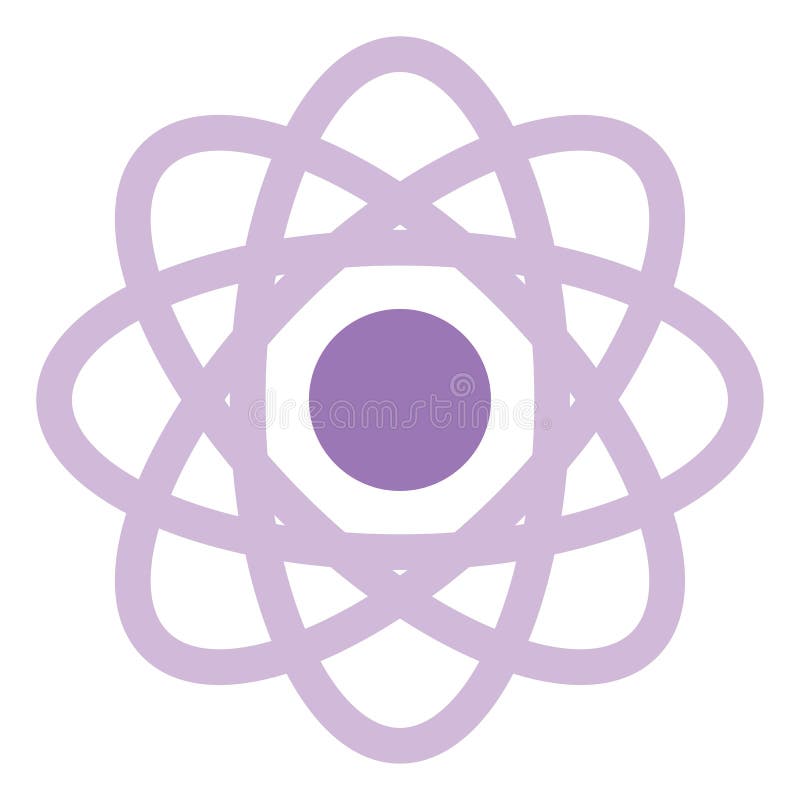 Purple science atom, icon stock vector. Illustration of isolated ...