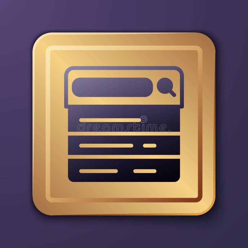 Purple Search Engine Icon Isolated on Purple Background. Gold Square ...