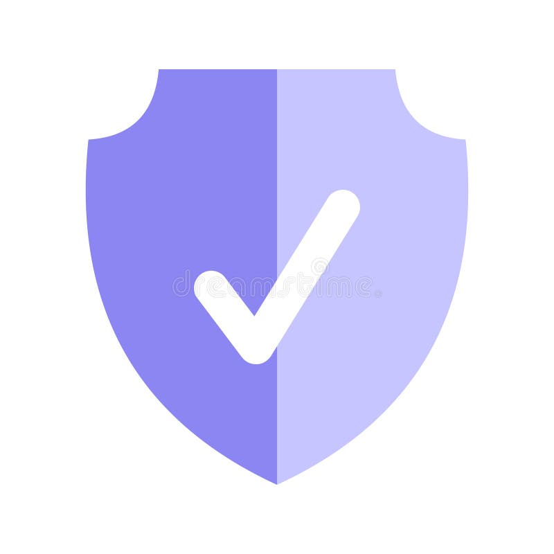 Purple Secure Shield with Checkmark Falt Icon Stock Vector ...