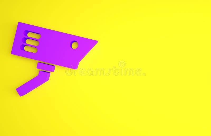 Purple Security Camera Icon Isolated on Yellow Background. Minimalism ...