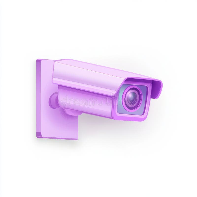 Purple Security Camera Mounted on Wall. Stock Illustration ...