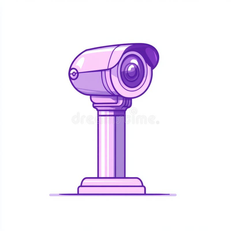 Purple Security Camera on a White Background Stock Illustration ...