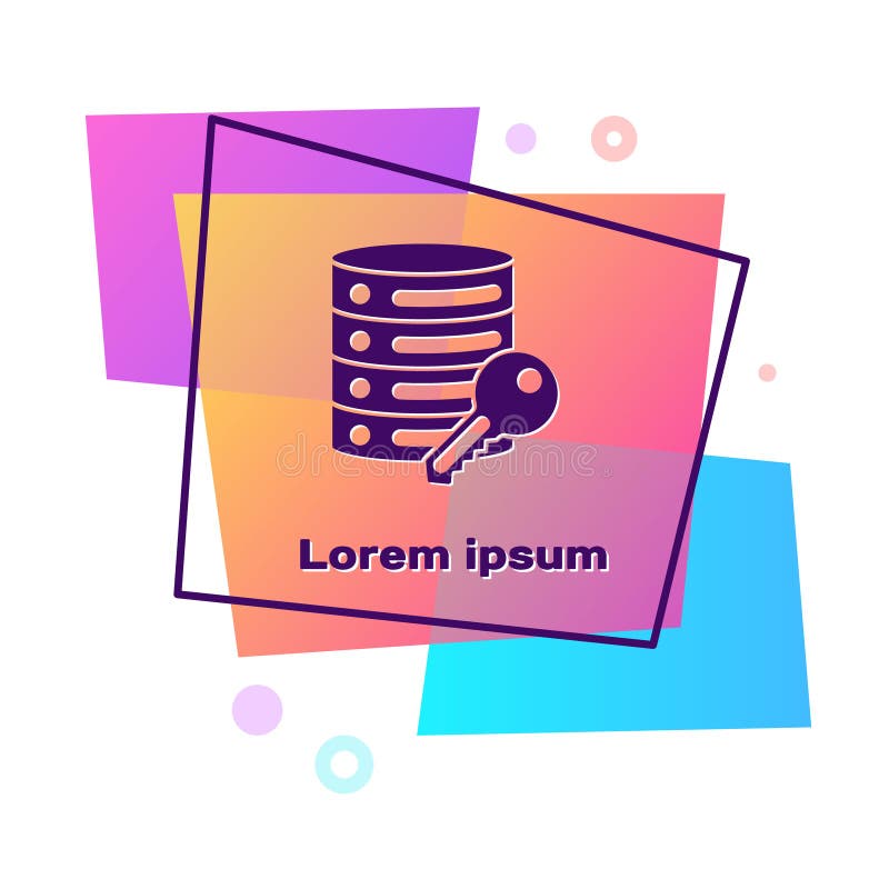 Purple Server Security with Key Icon Isolated on White Background ...