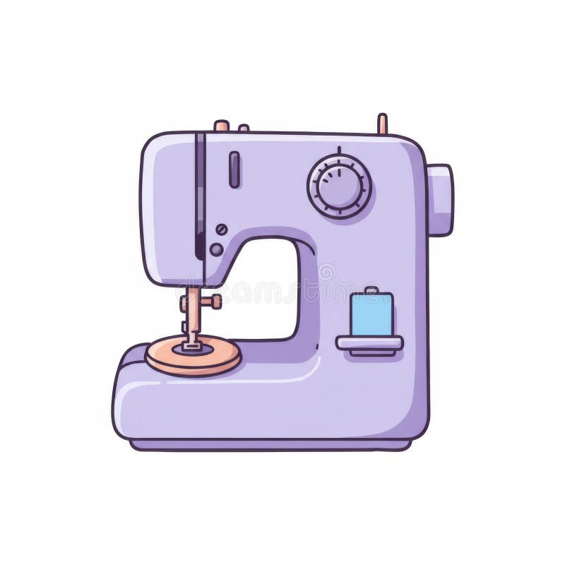 Purple Sewing Machine Illustration Stock Illustration - Illustration of ...