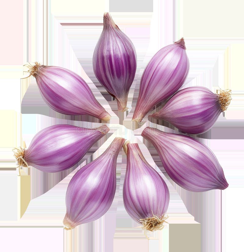 Purple Shallots Arranged in Circular Pattern on Transparent Background ...