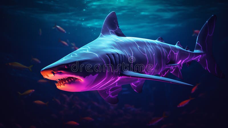 Purple Shark Swimming in the Ocean - Zbrush Style with Glowing Colors ...