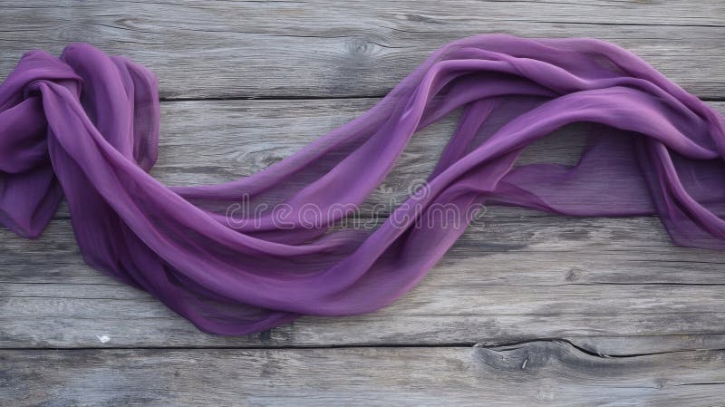 Purple Sheer Fabric Drape on Weathered Wood Tabletop Texture in Neutral ...