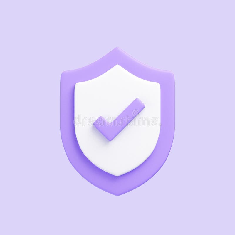 Purple Shield with Checkmark Icon Stock Illustration - Illustration of ...
