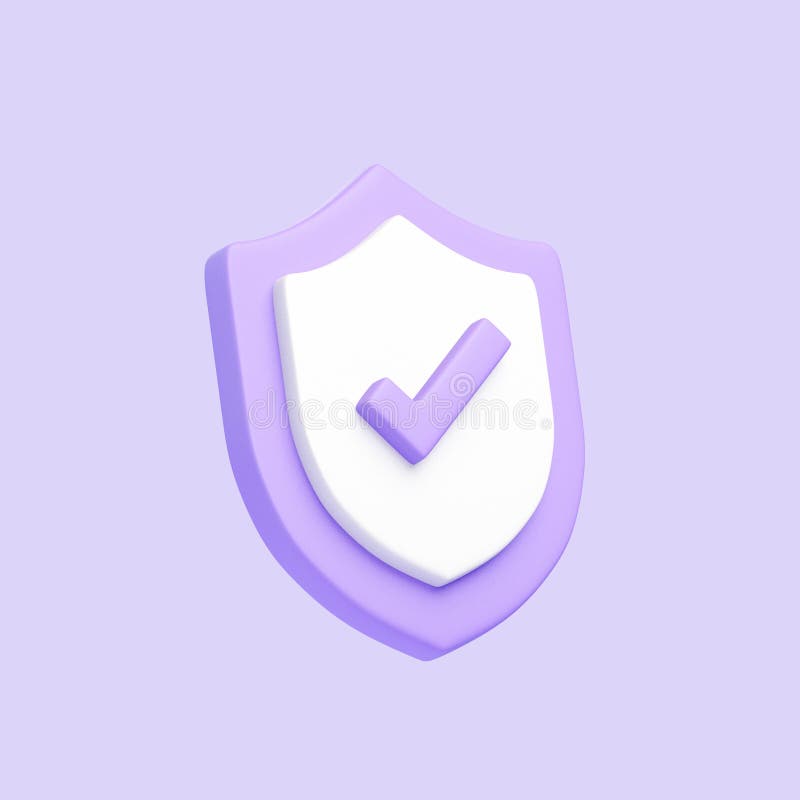 Purple Shield with Checkmark Icon Stock Illustration - Illustration of ...