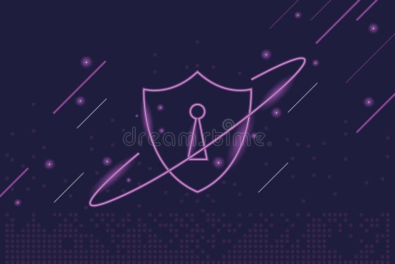Purple shield and lights stock vector. Illustration of security - 247005050