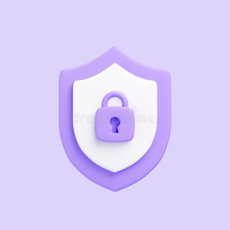 Purple Shield with Lock Symbol for Security Stock Illustration ...