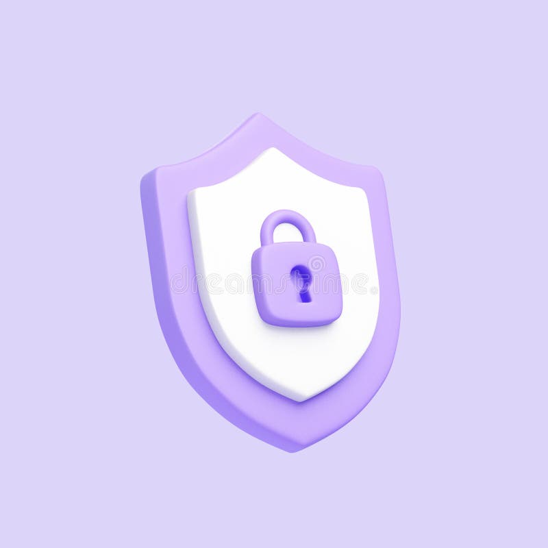 Purple Shield with Lock Symbol for Security Stock Illustration ...
