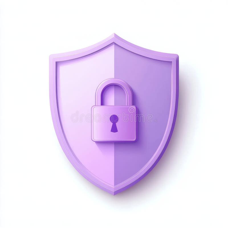 Purple Shield with a Padlock Icon Stock Illustration - Illustration of ...