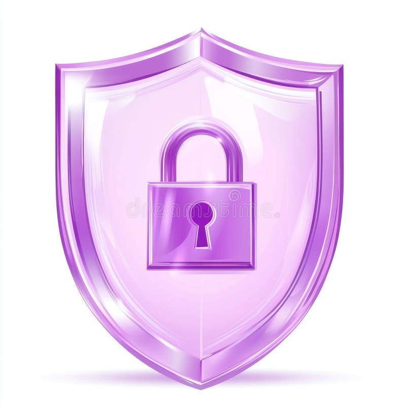 Purple Shield with Padlock Icon. Stock Illustration - Illustration of ...
