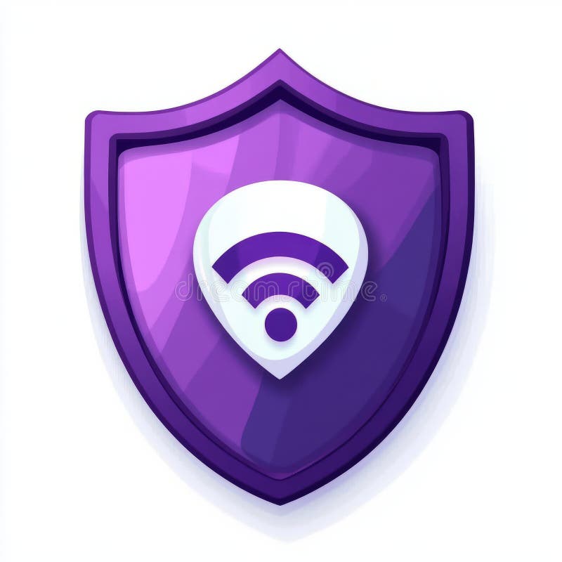 Purple Shield with Wifi Icon for Secure Internet Stock Illustration ...